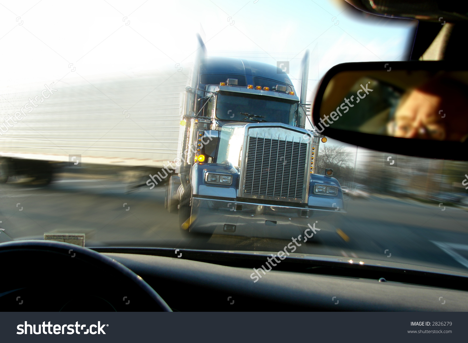 stock-photo-close-call-imminent-crash-accident-with-a-tractor-trailer ...